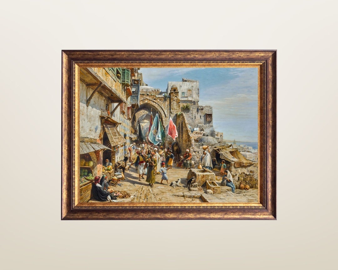 Palestine Art, A Procession in Jaffa, Middle Eastern Painting, Arab Art ...