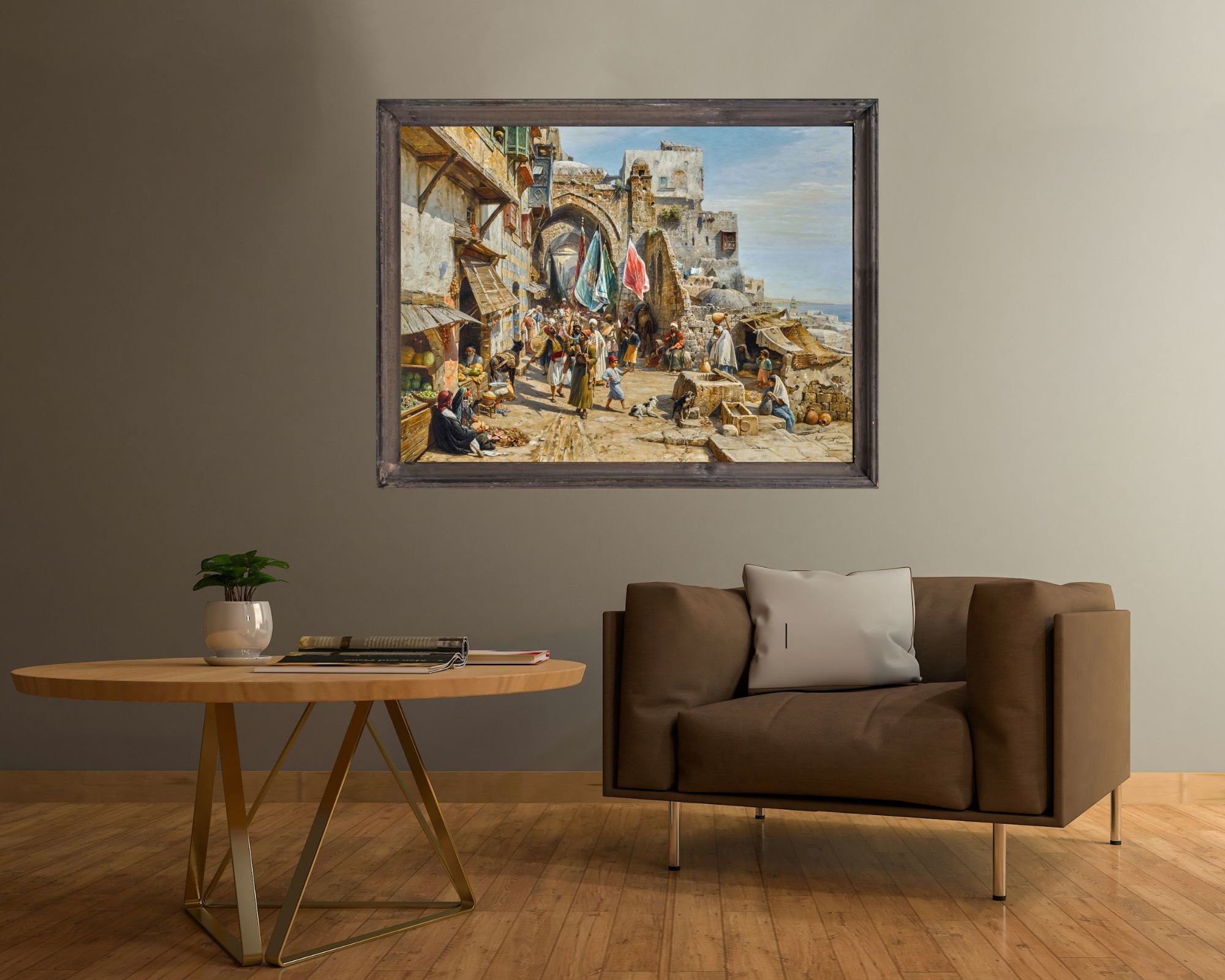 Palestine Art, A Procession in Jaffa Painting, Middle Eastern Arab Art ...