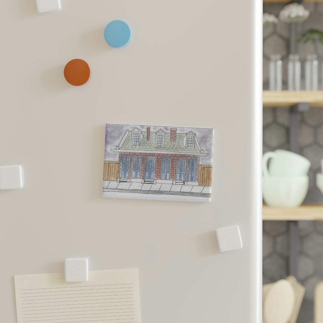 6- Bay Creole Cottage Watercolor and Pen Button Magnets, Original ...