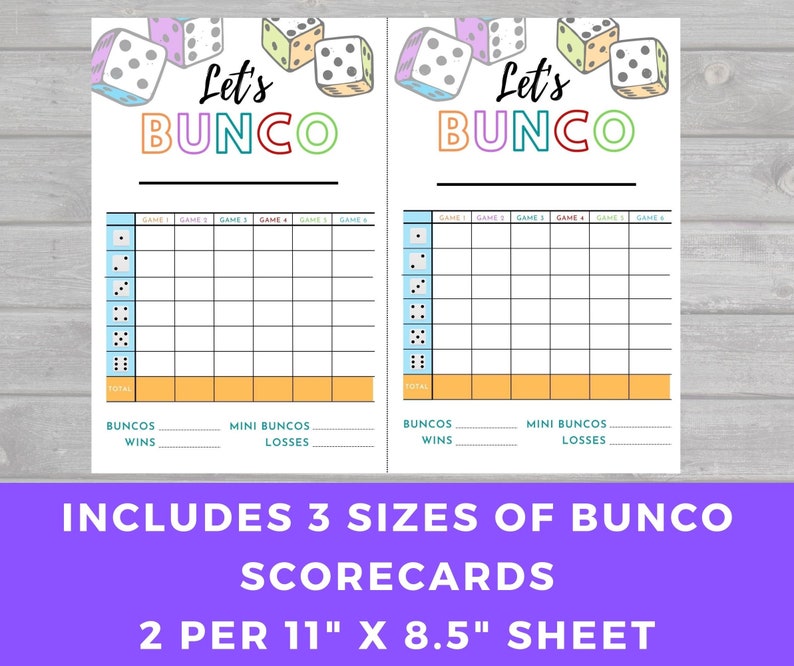 BUNCO Scorecard Instructions BUNCO Game Night Ladies' Night Game Dice ...
