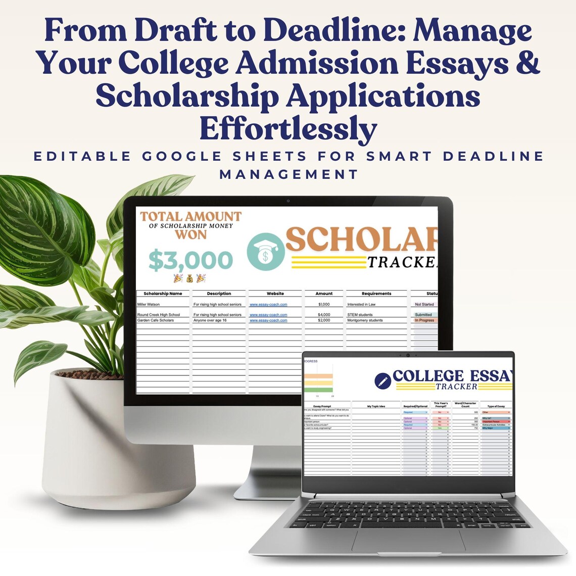 College & Scholarship Tracker Toolkit | Google Sheets (digital Download ...