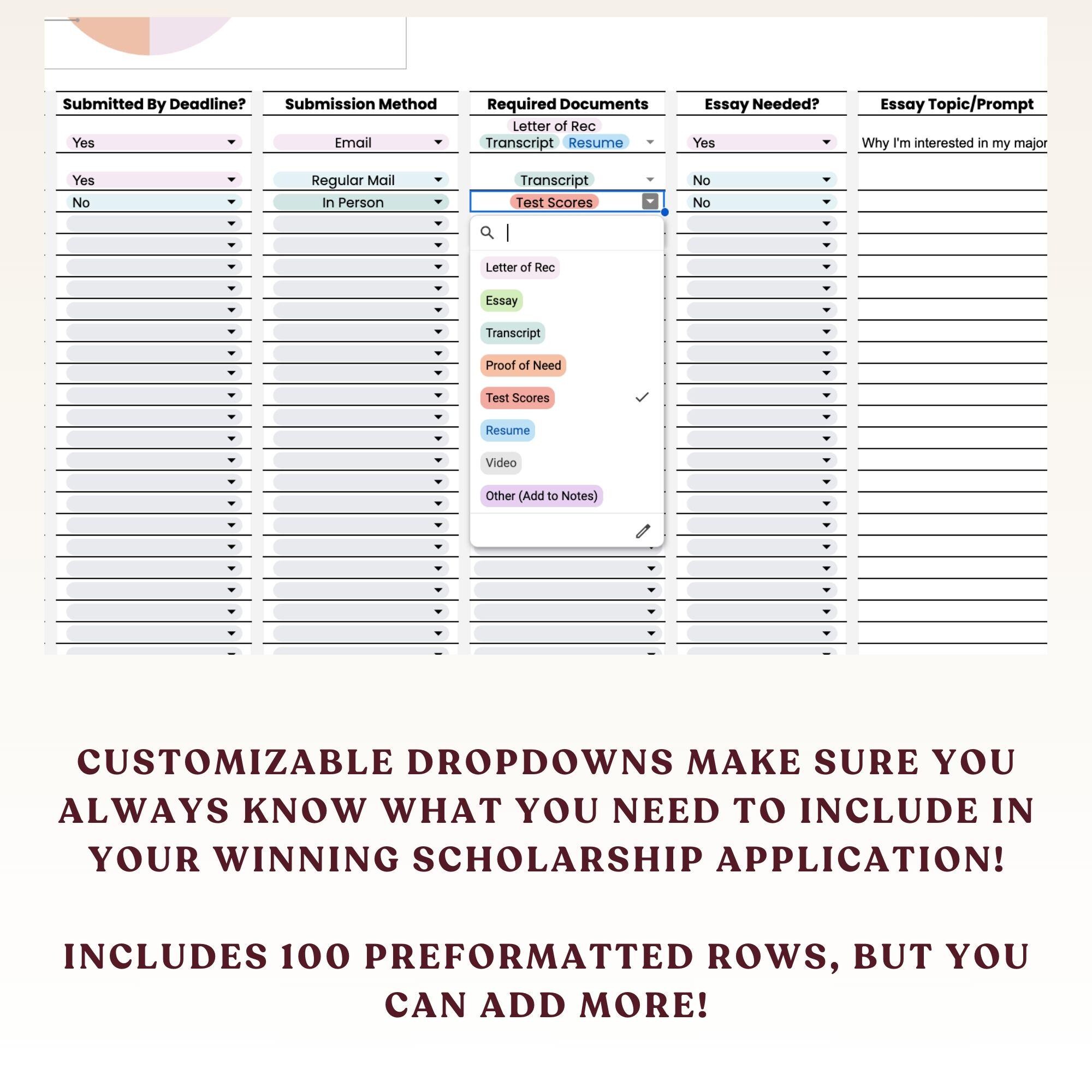 Scholarship Application Tracker | High School Students | University ...