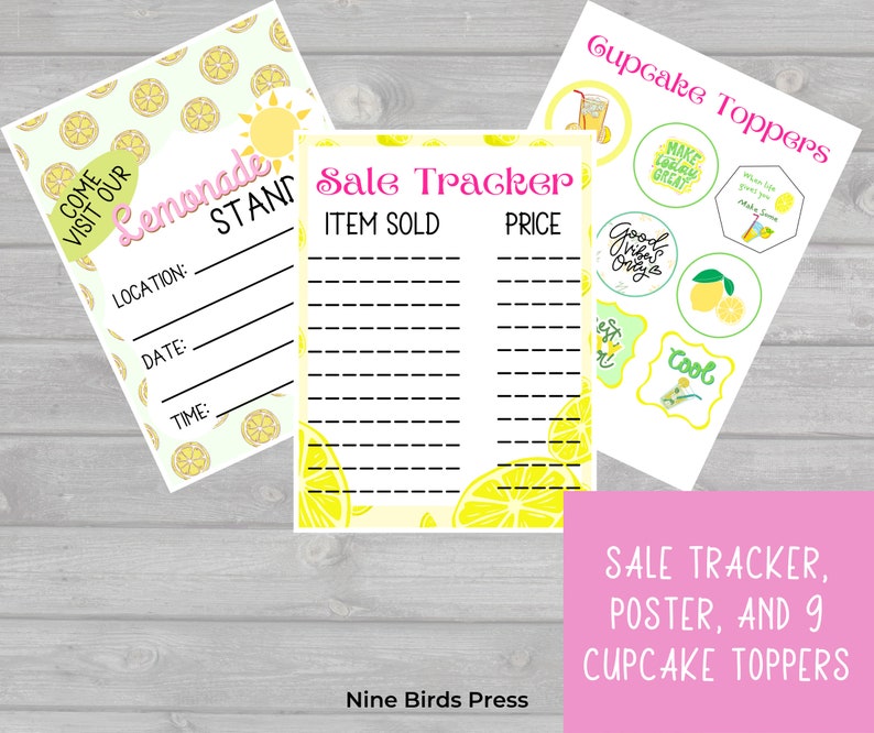 9-piece Lemonade Stand Kit | Instant Download | Business Supplies ...