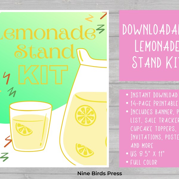 9-piece Lemonade Stand Kit Instant Download Business Supplies Party ...