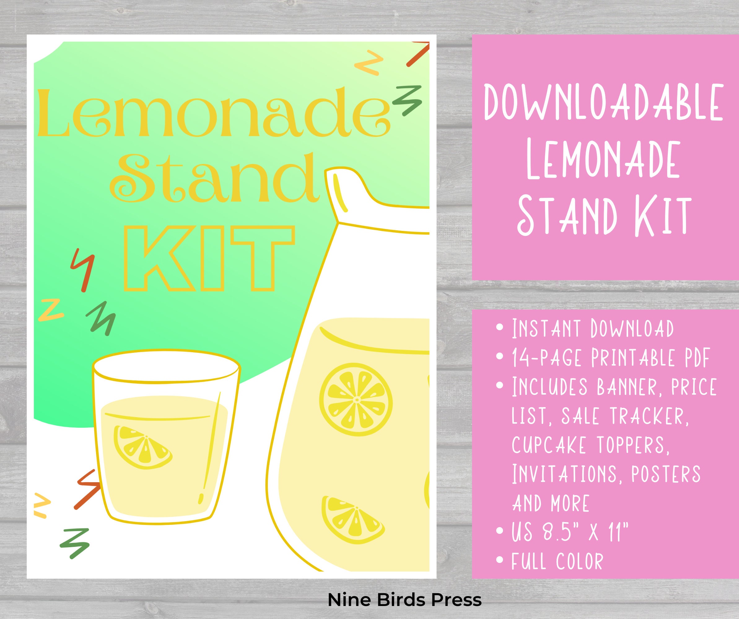 9-piece Lemonade Stand Kit | Instant Download | Business Supplies ...