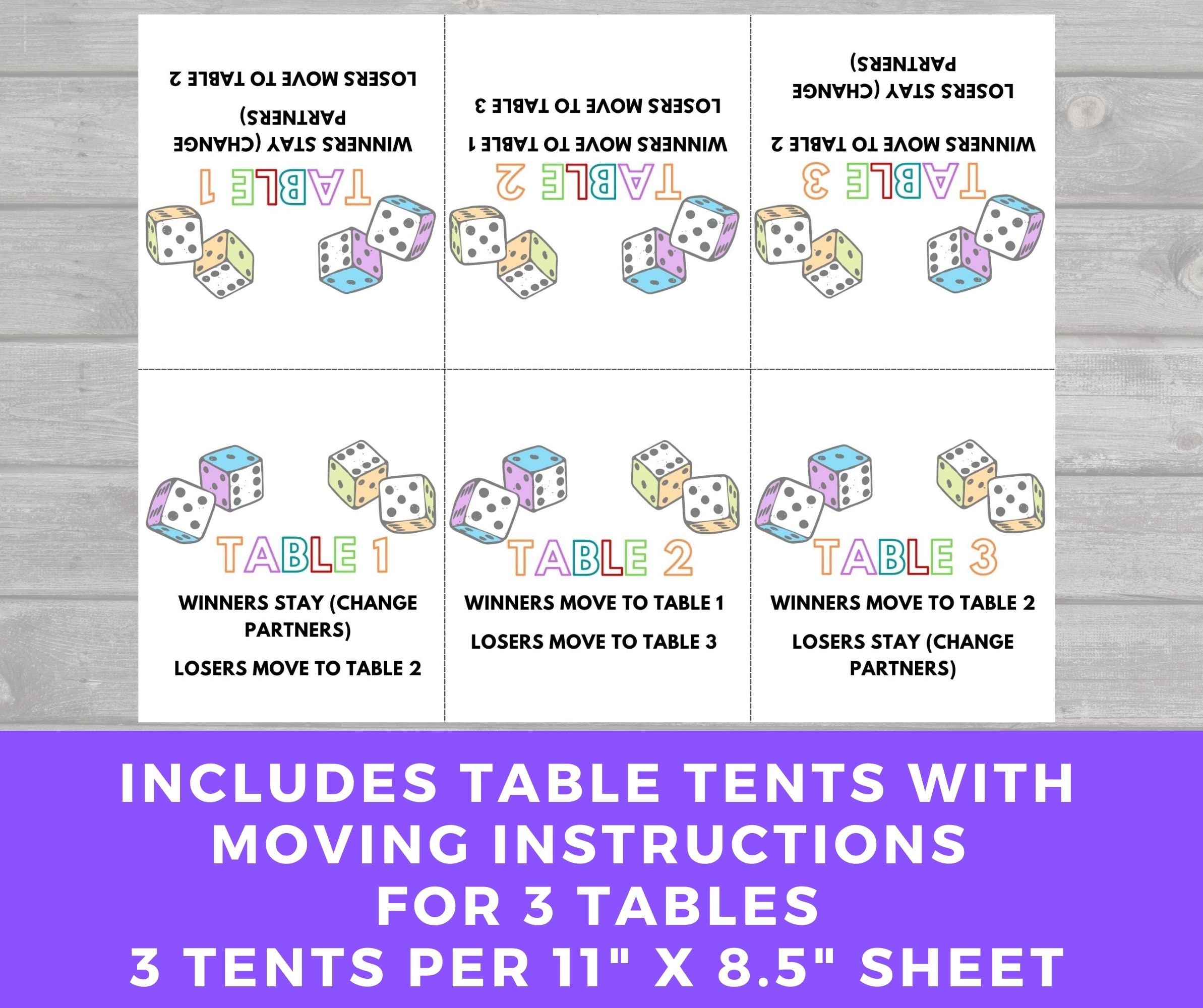 BUNCO Scorecard Instructions BUNCO Game Night Ladies' Night Game Dice ...