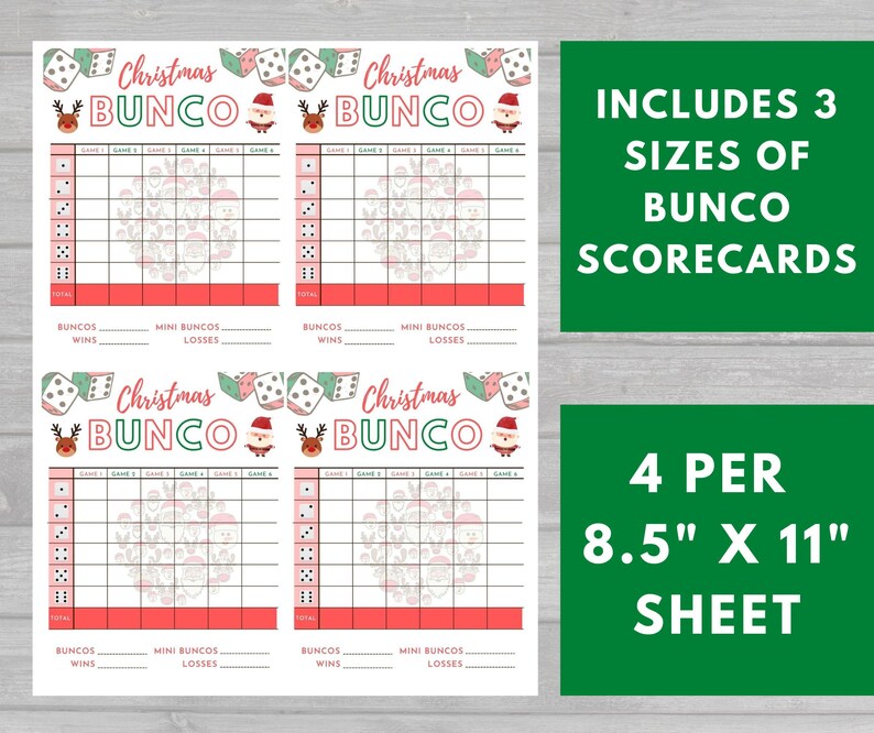 Christmas BUNCO Scorecard & Instructions | Holiday Game Night (digital ...