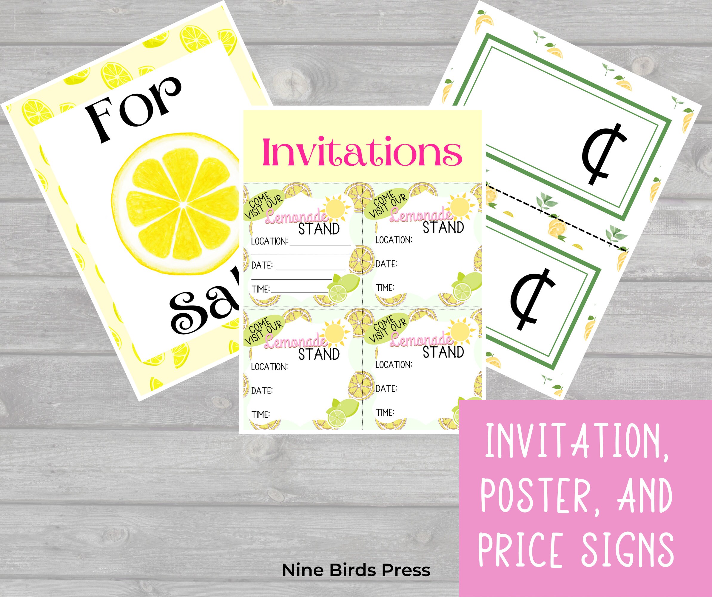 9-piece Lemonade Stand Kit | Instant Download | Business Supplies ...