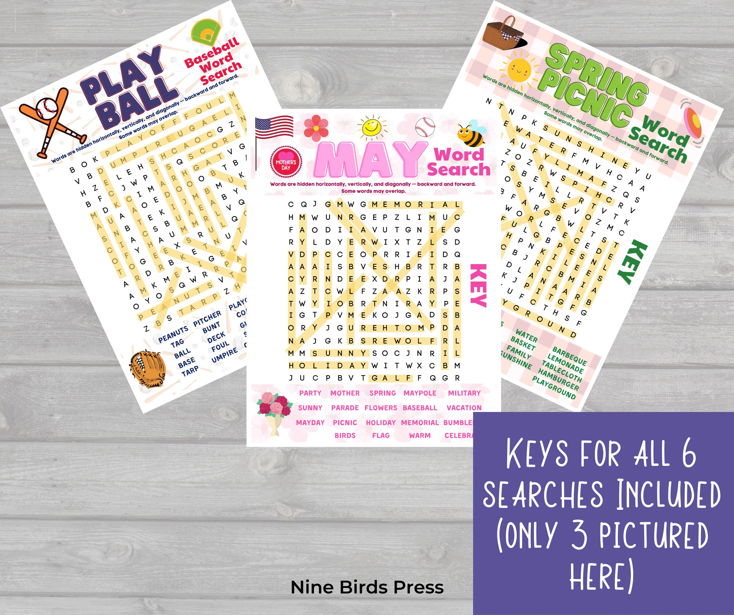6-game Word Search Bundle Instant Download Spring Puzzles Classroom ...