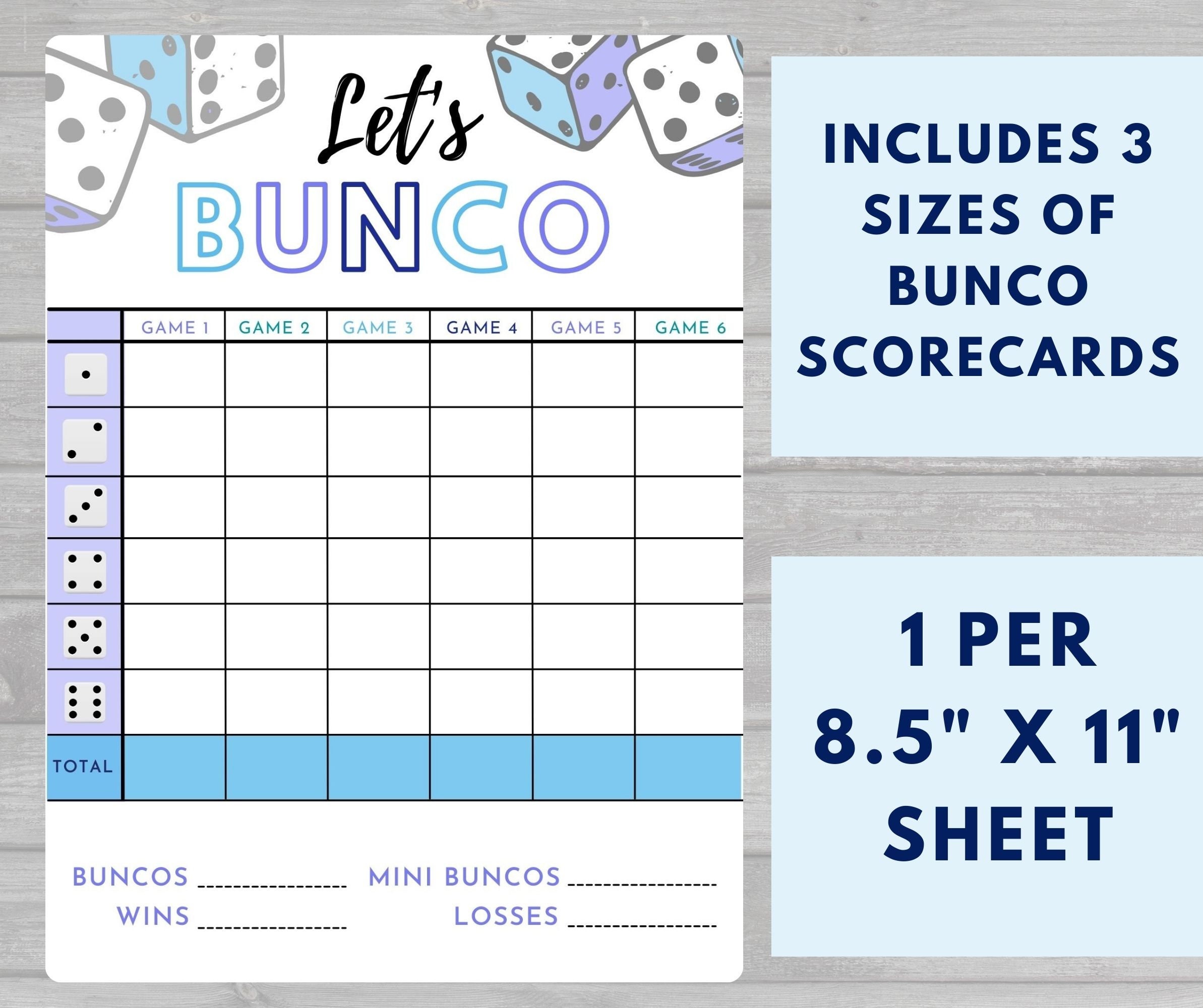 Bunco Scorecard & Rules | Family Game Night (digital Download) - Etsy