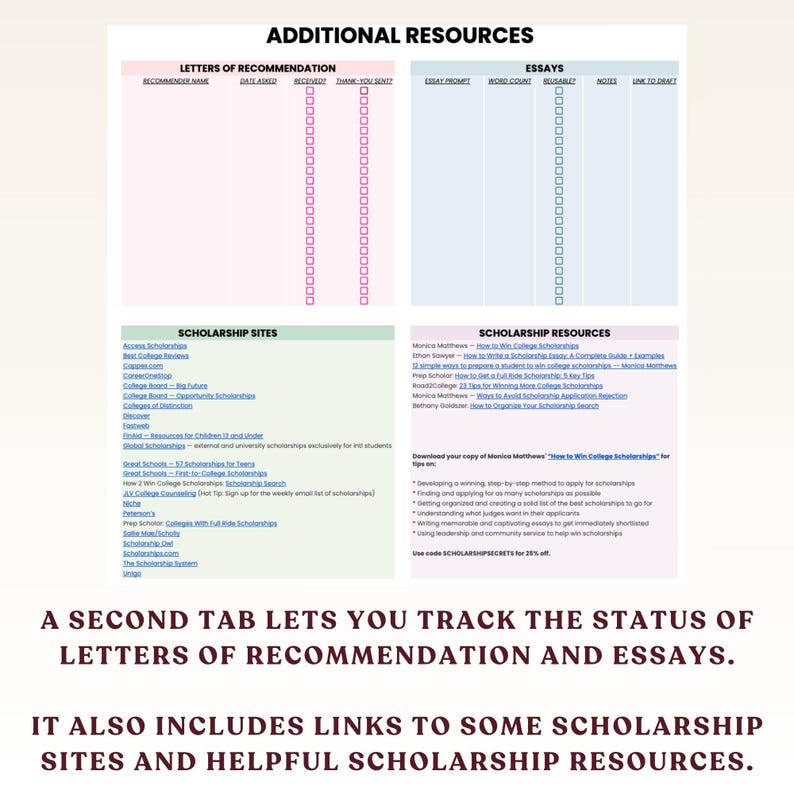 Scholarship Application Tracker | High School Students | University ...