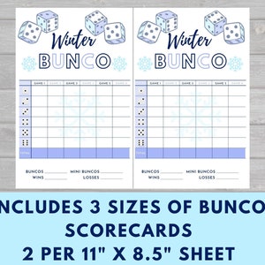 Winter BUNCO Scorecard + Instructions | Family Game Night | Ladies Game ...