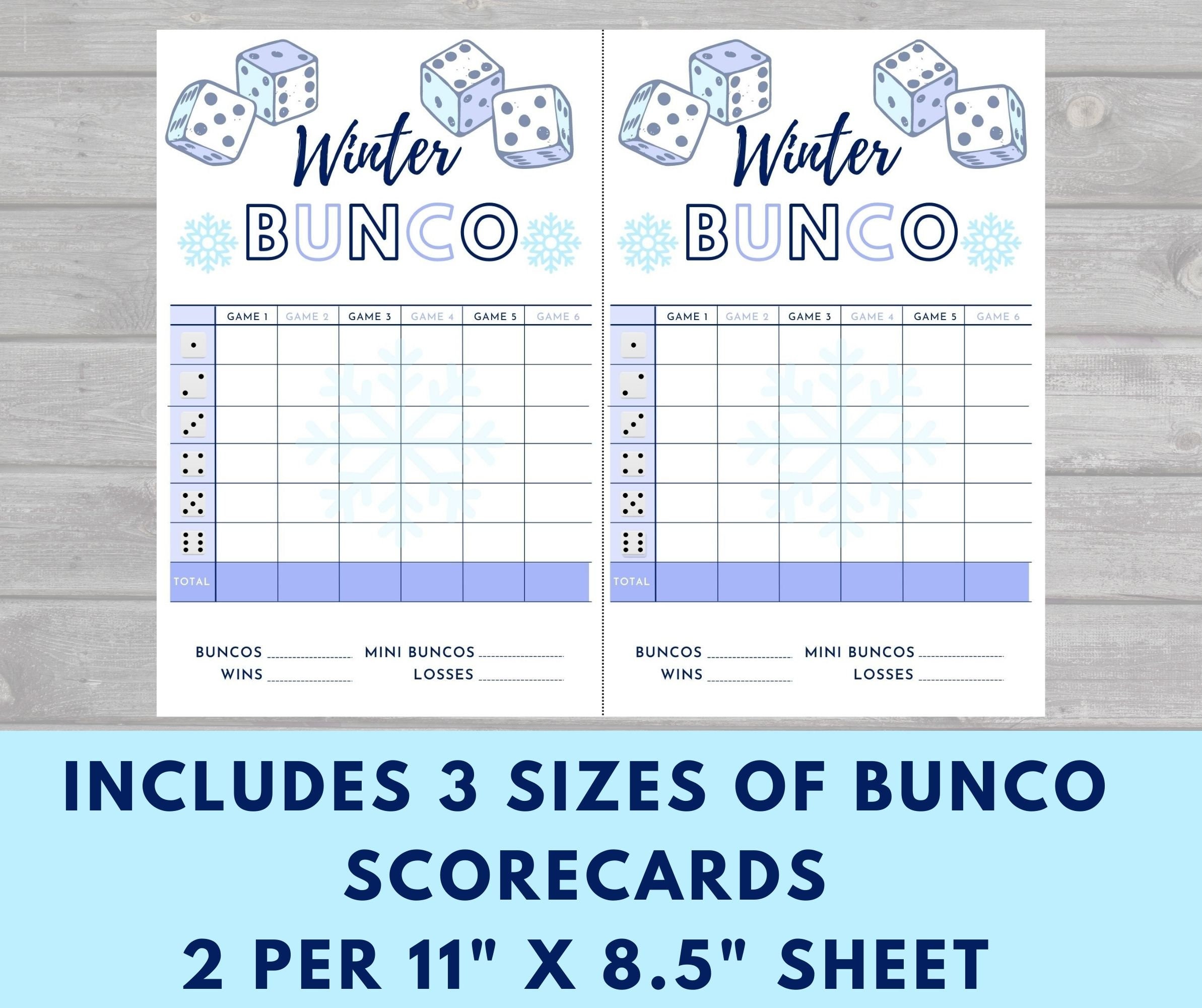 Winter BUNCO Scorecard + Instructions | Family Game Night | Ladies Game ...