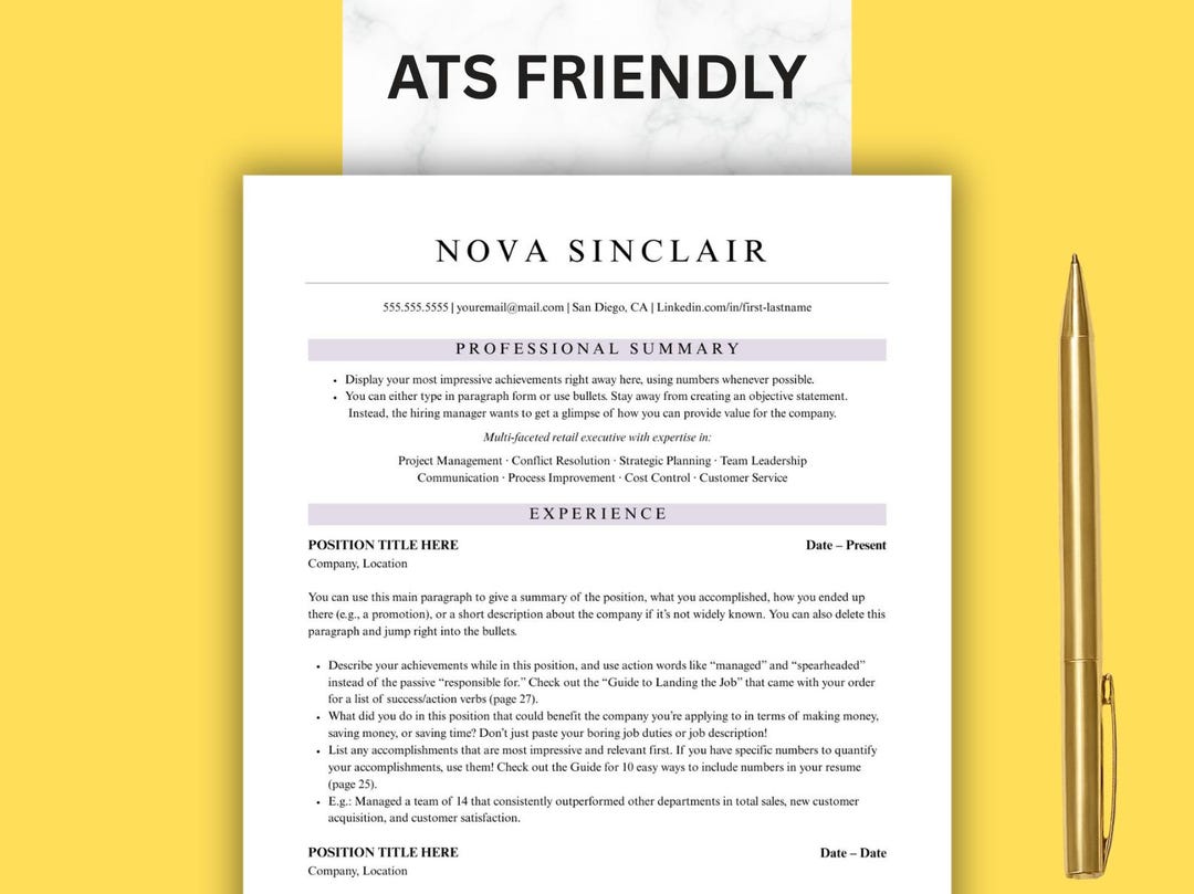 ATS Friendly Resume With Cover Letters and References Page | Template ...