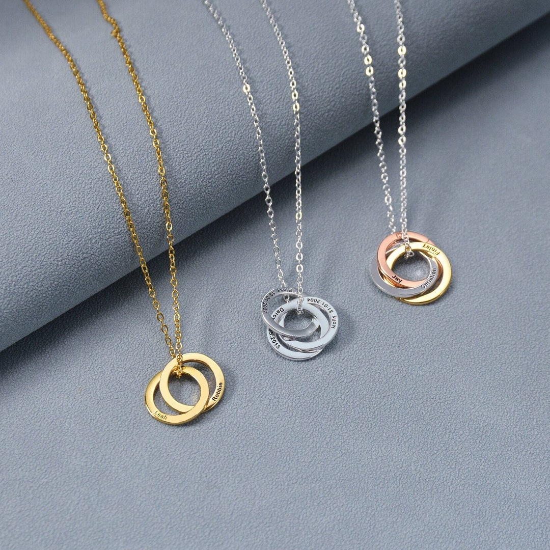 Personalized Circle Necklace Engraved Name Necklace - Etsy