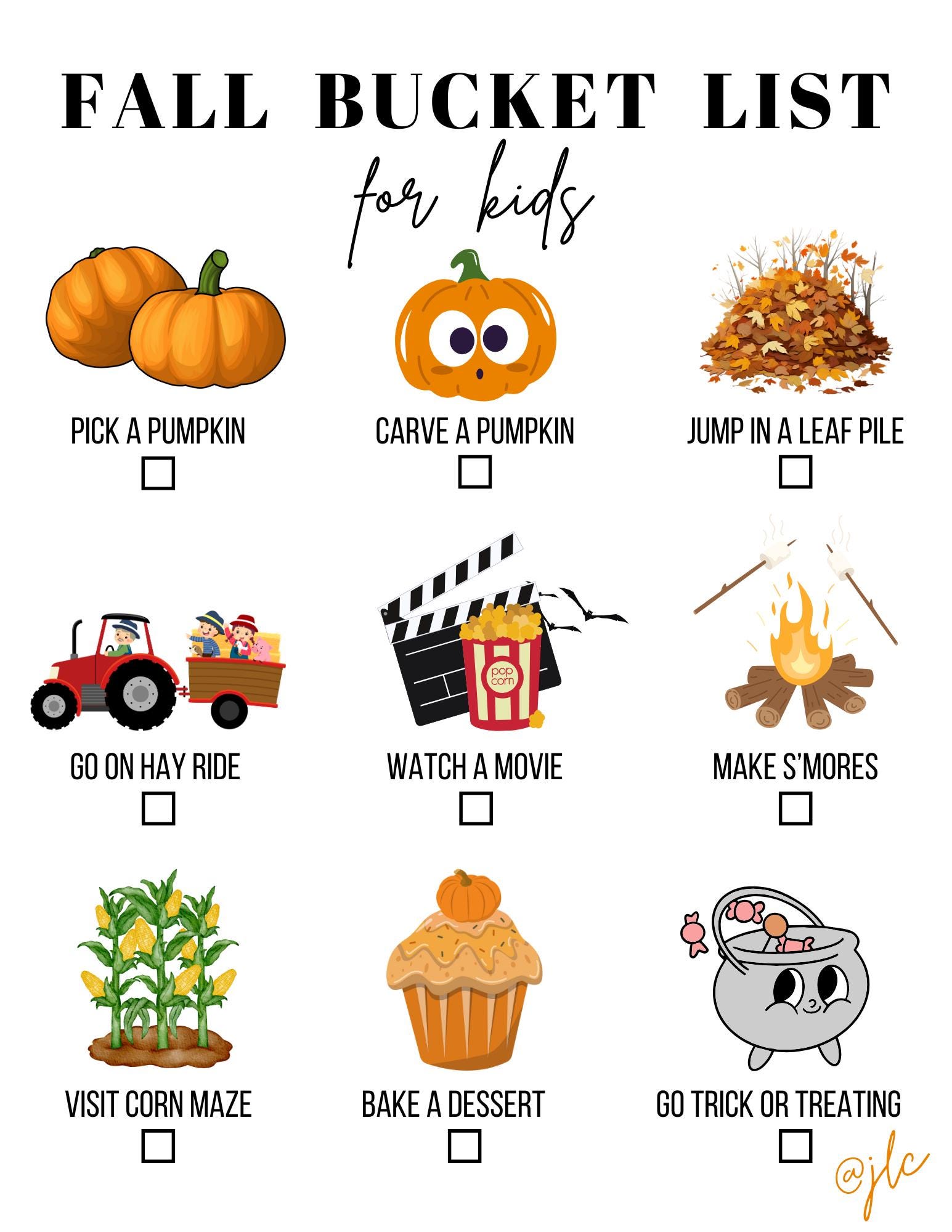 Kids Fall Bucket List Printable - Halloween Bucket List - 2025 - PDF ...