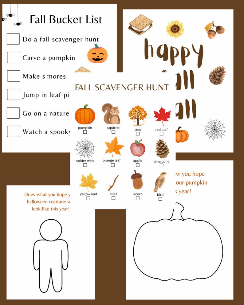 Kids Fun Fall Activity Printable Pack - Fall Scavenger Hunt - Fall Kids ...
