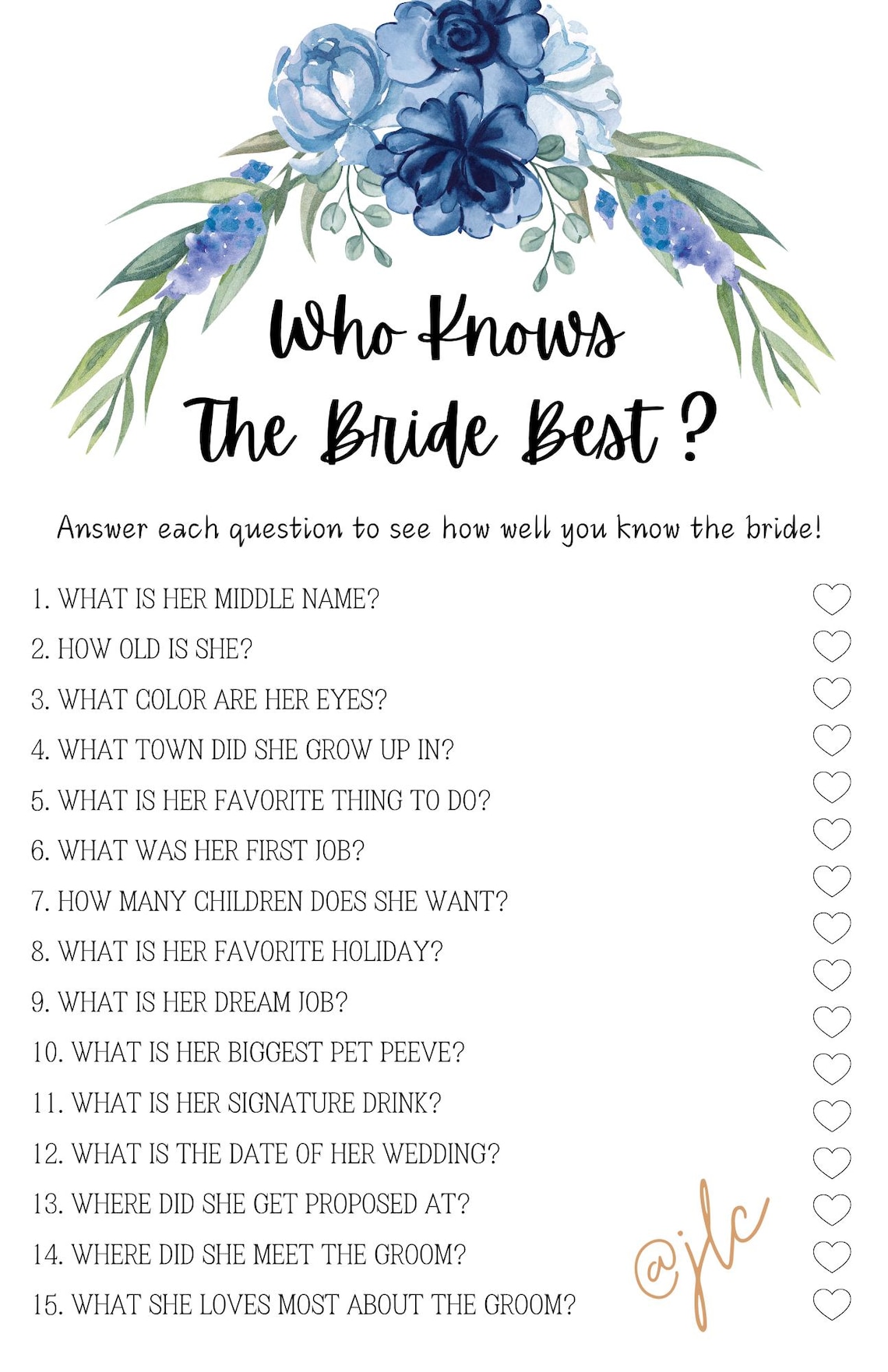 Minimalist Who Knows the Bride Best Game Printable - Modern Wedding ...