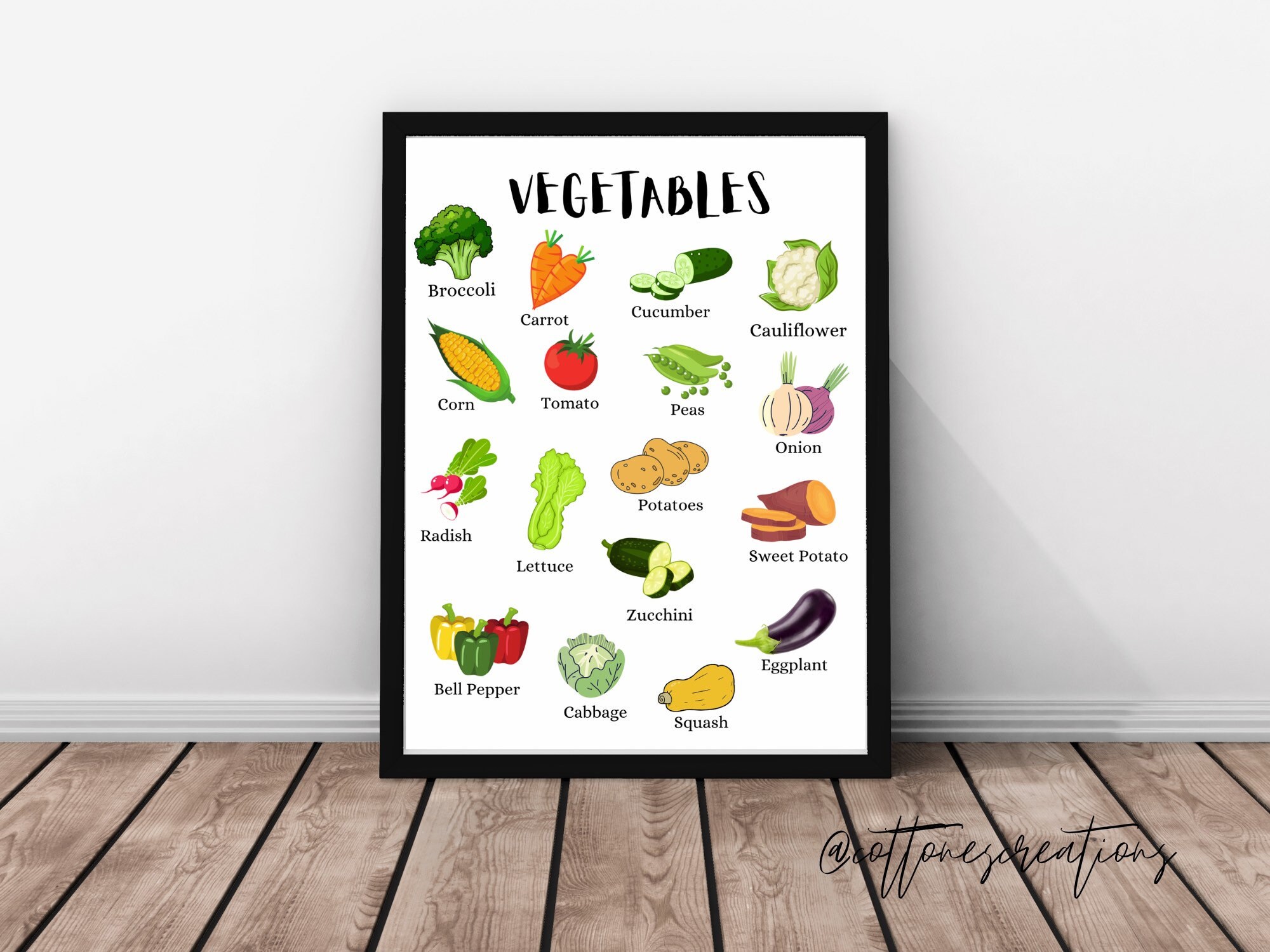Vegetable Kids Printable, Vegetable Wall Decor, Food for Preschool ...
