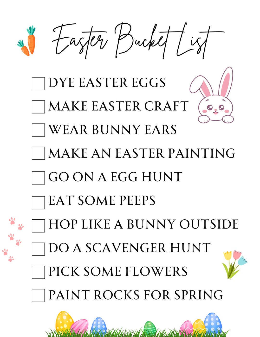 Easter Bucket List Printable 2025 - PDF Digital Download - Ready to ...