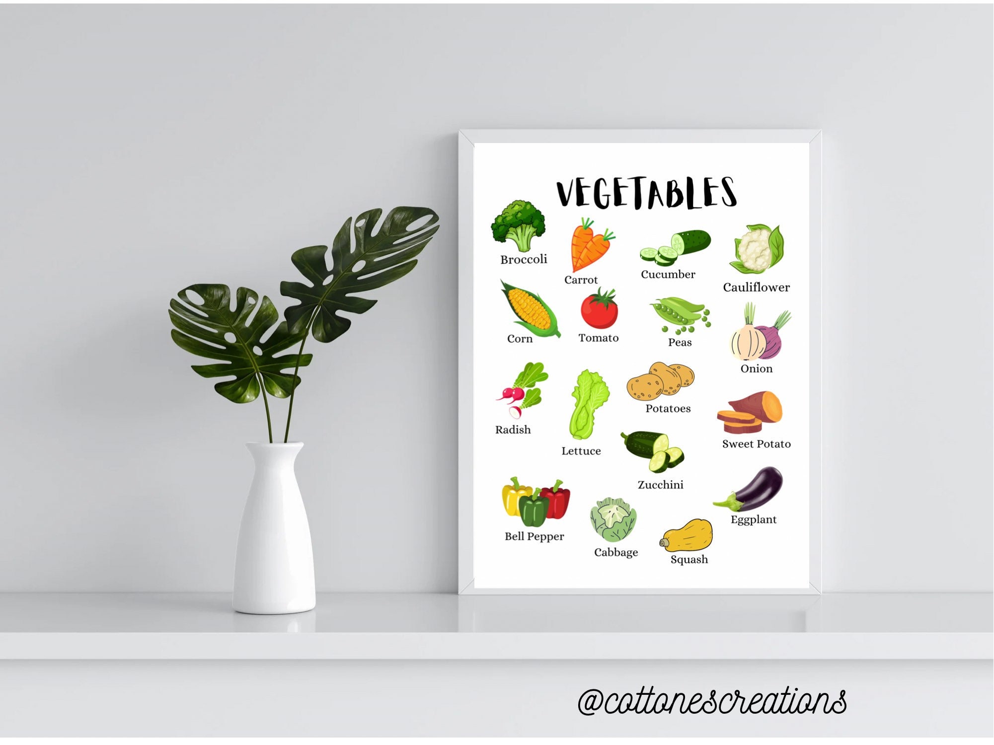 Vegetable Kids Printable, Vegetable Wall Decor, Food for Preschool ...