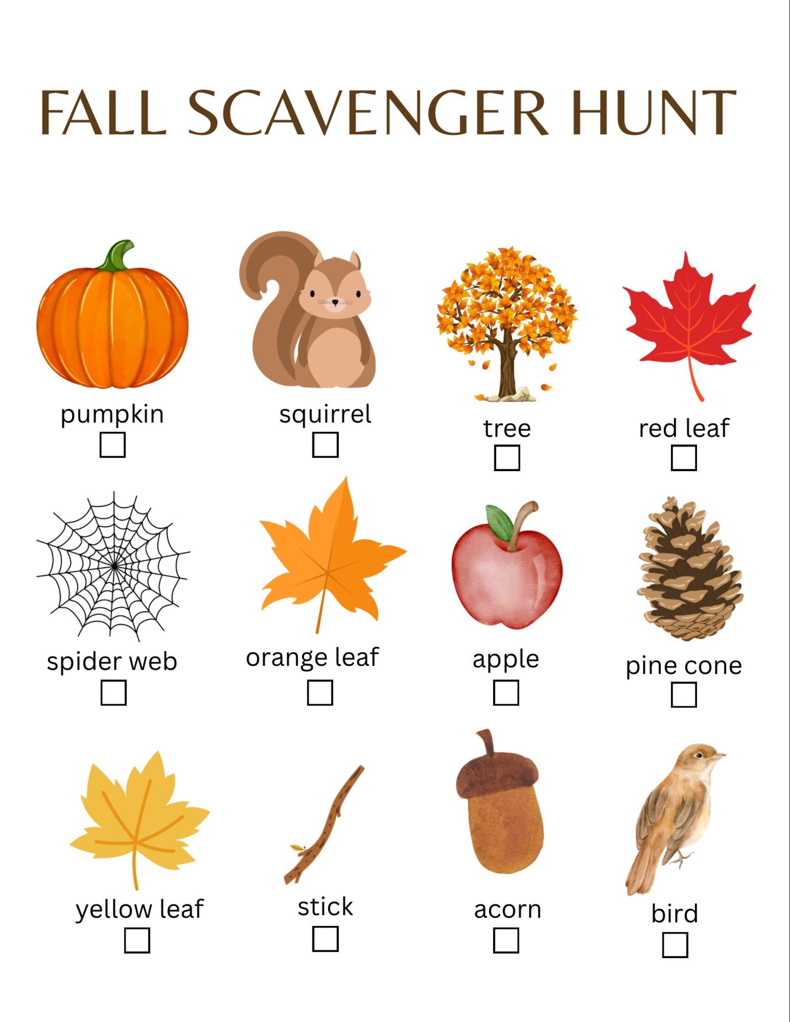 Kids Fun Fall Activity Printable Pack - Fall Scavenger Hunt - Fall Kids ...