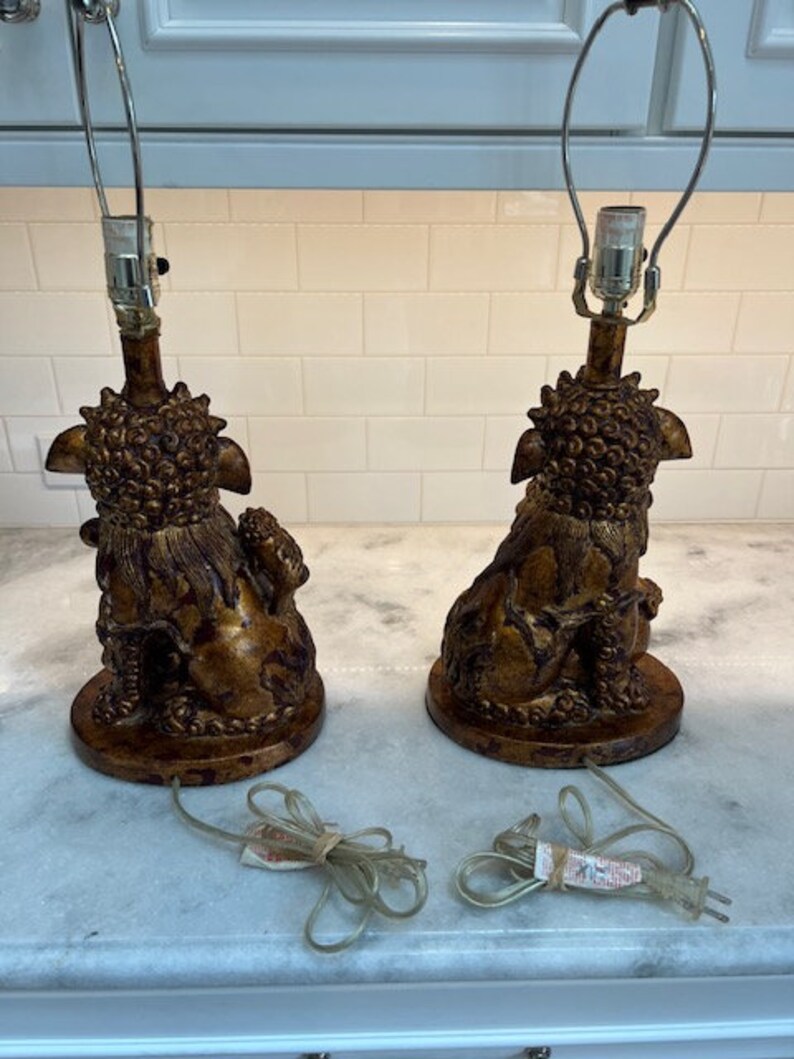 Unique Pair of Chinese Foo Lion Lamps Foo Dogs - Etsy