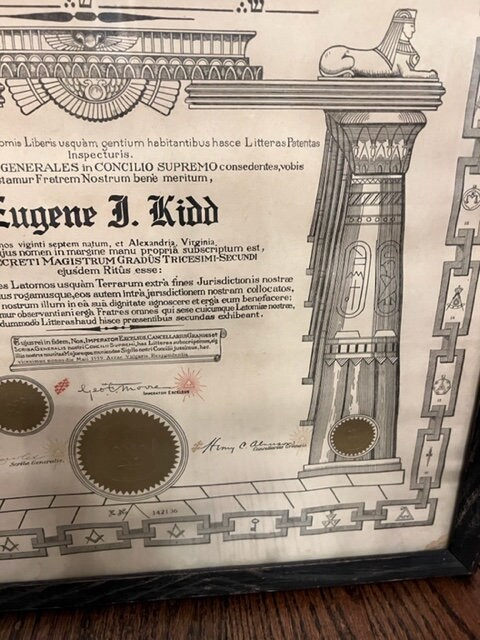 Masonic Framed Certificate - Etsy