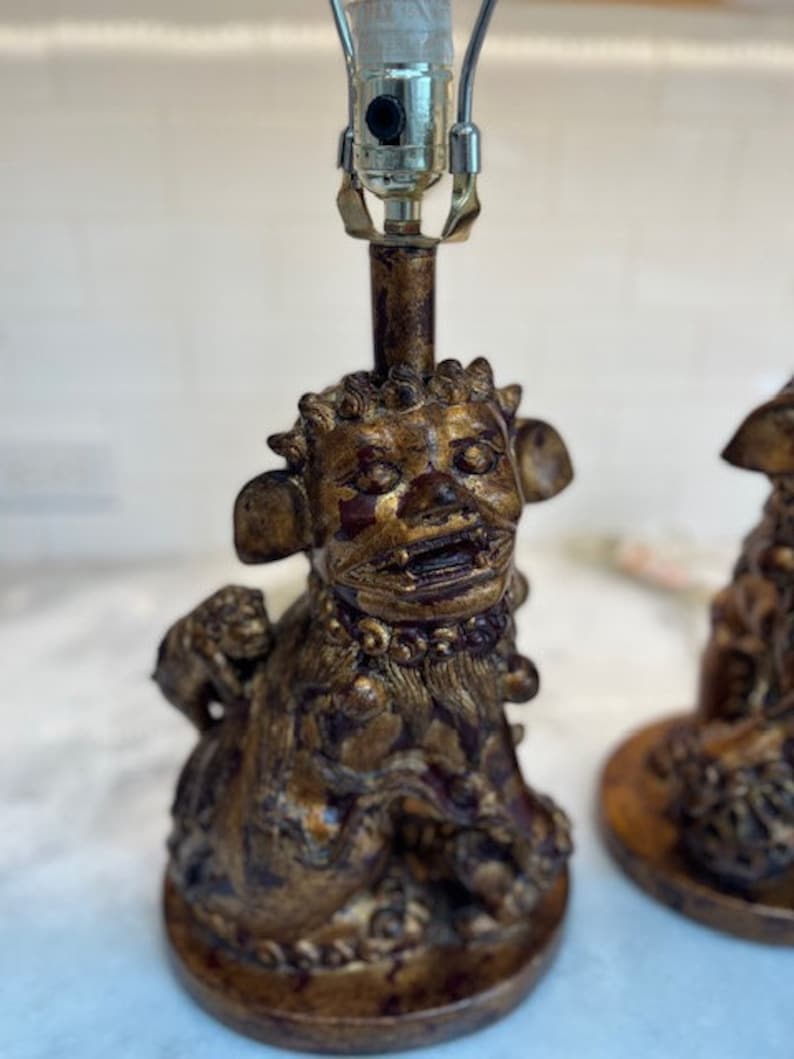 Unique Pair of Chinese Foo Lion Lamps Foo Dogs - Etsy