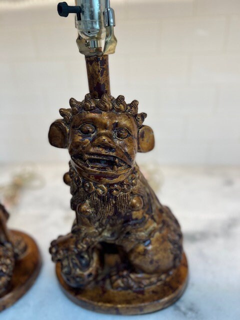 Unique Pair of Chinese Foo Lion Lamps Foo Dogs - Etsy