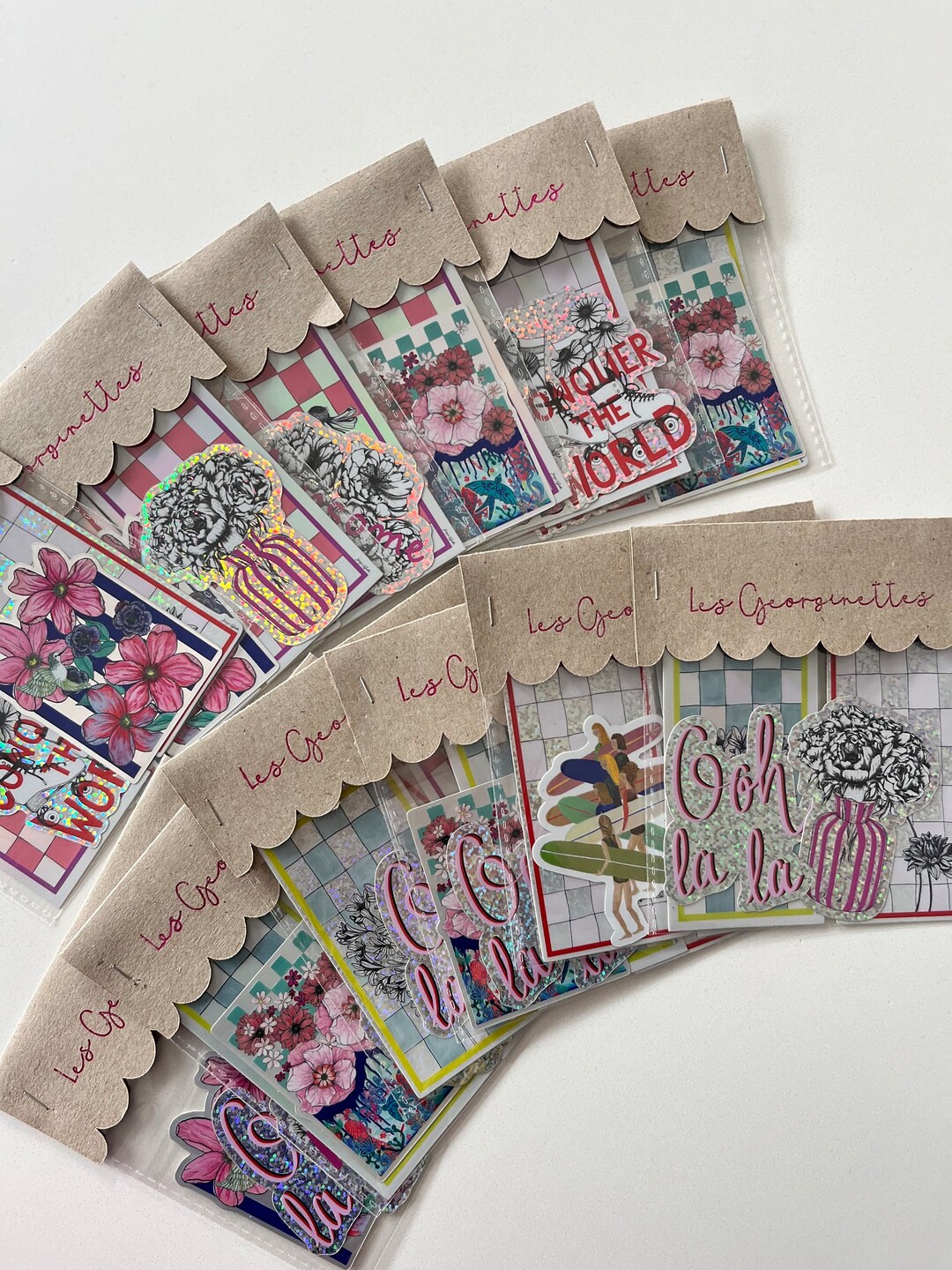 Set of Holographic Glitter Floral Stickers - Etsy