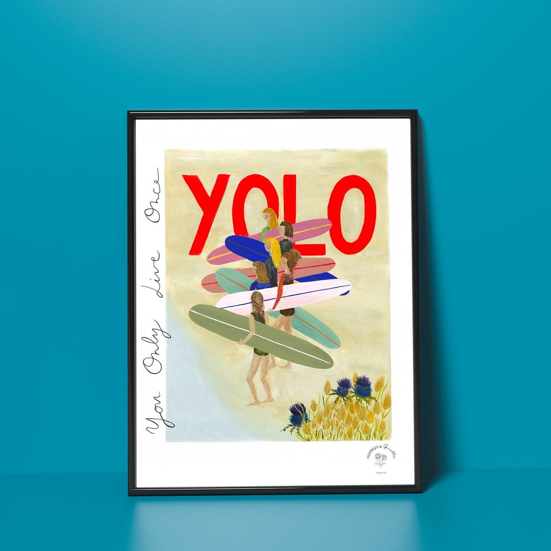 Original Painting YOLO Handmade Poster Surf Spirit Decoration - Etsy