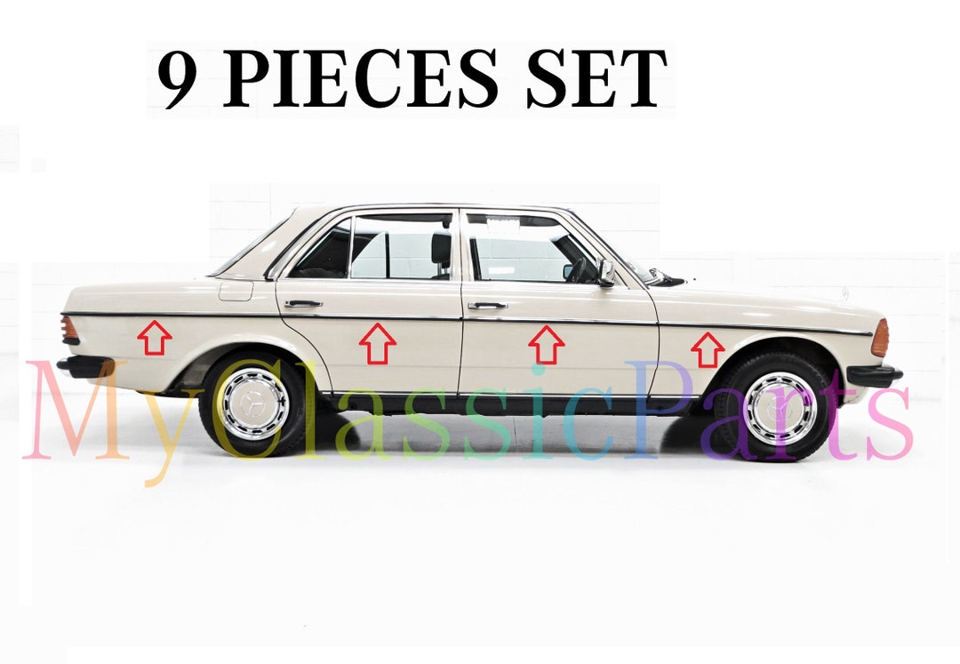 Mercedes W123 Body Chrome Moulding Trims 9 Pieces Set With Clips - Etsy
