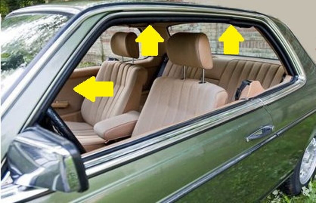 Mercedes W123 Coupe Window A-C Upper Frame Rubber Seals 1237200154 ...