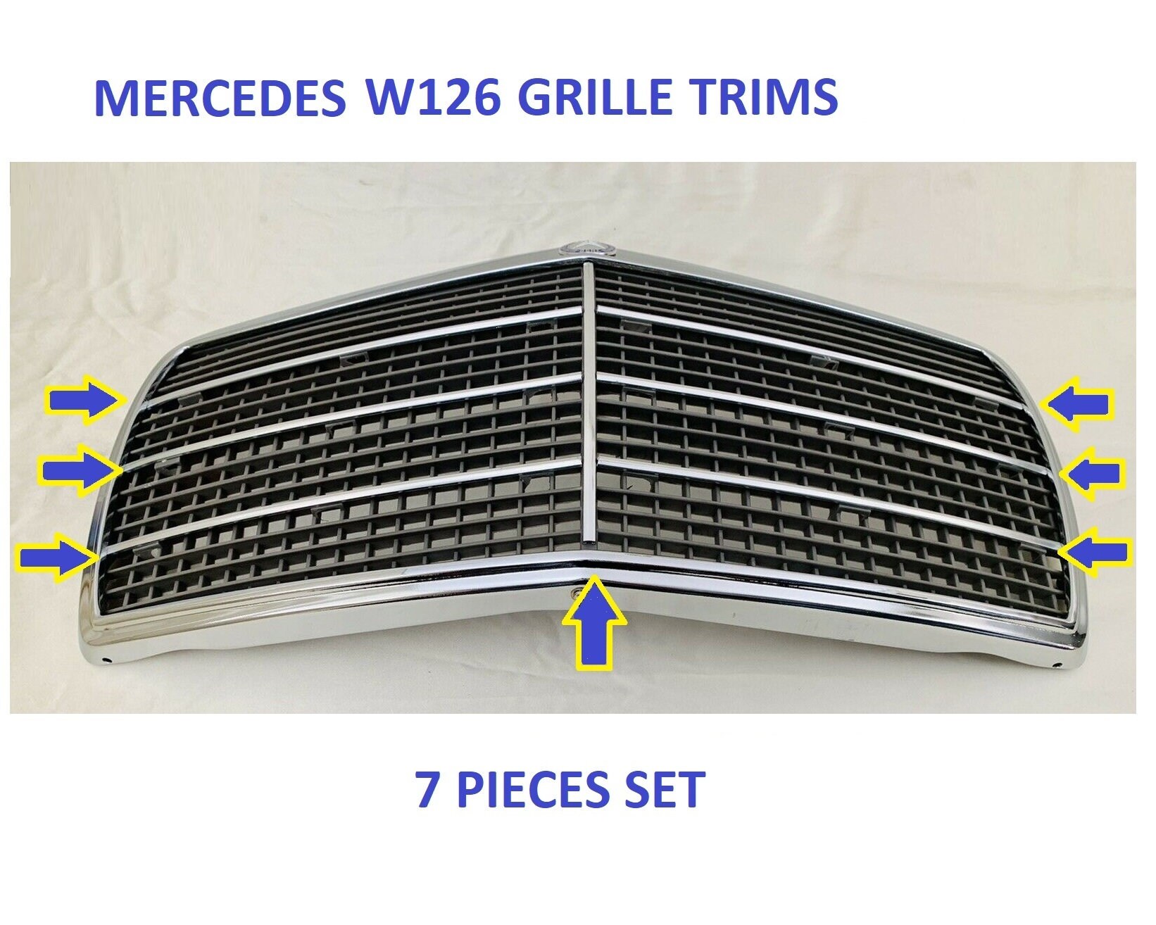 Mercedes W126 Radiator Grille Moulding Trim Set - Etsy