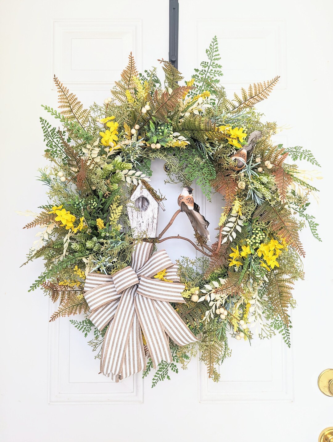 Nature Spring Wreath With Artificial Birds for Front Door Brown Spring ...