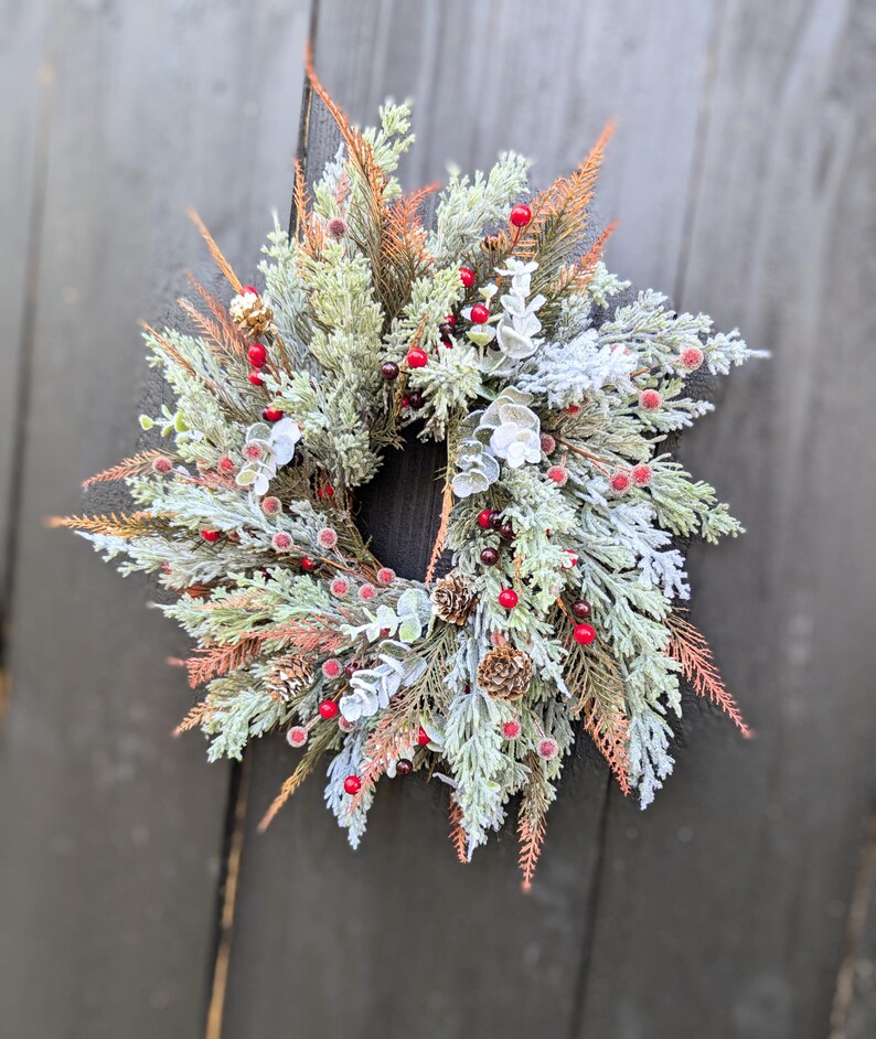 Mini Christmas Cabinet Wreath, Xmas Candle Wreath, Juniper Holiday ...