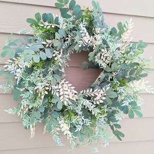Spring Greenery Wreath for Front Door Summer Greenery Door Decor, Wispy ...