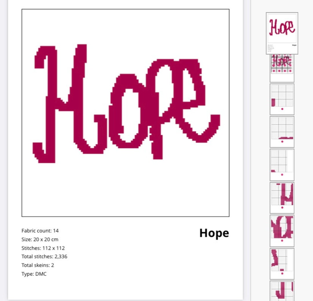 Hope Digital Cross Stitch Pattern - Etsy
