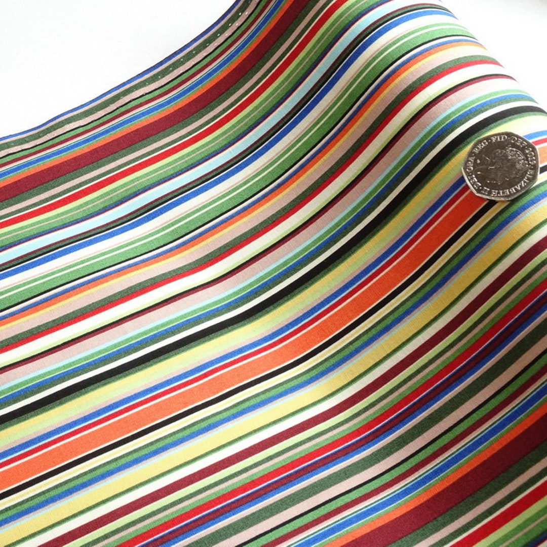 Rose And Hubble 100 Cotton Poplin Multi Stripes Royal 112cm 44 Wide 7