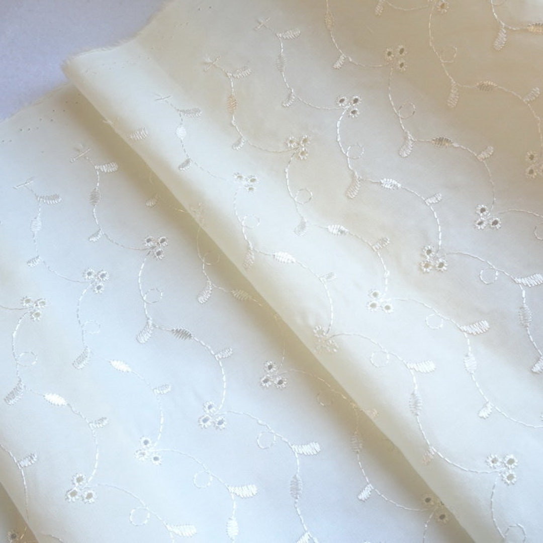 Poly Cotton Broderie Anglaise - 3 Hole- 45"/112cm Wide - Cream - 5.99mt - Etsy UK