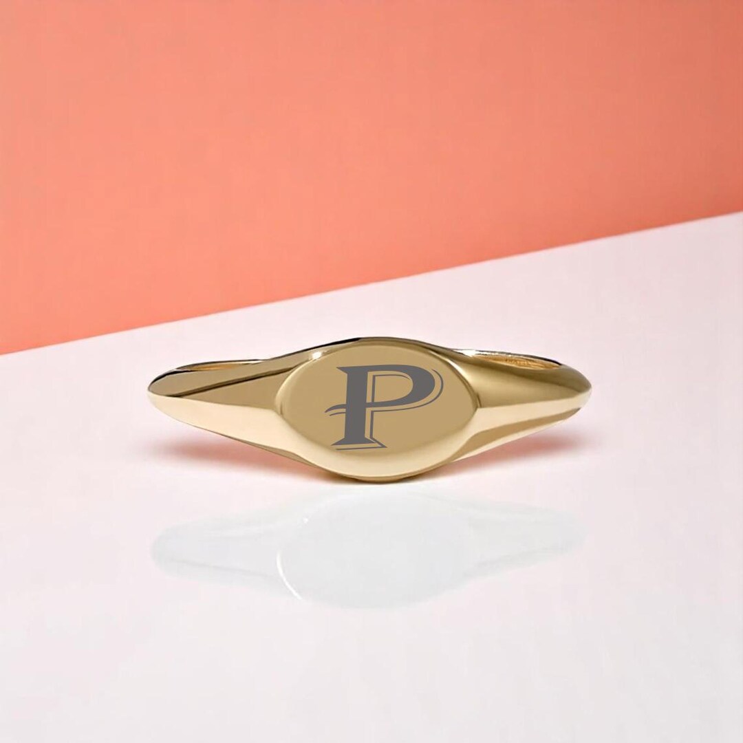 Personalized Vintage Gothic Ring • Custom Oval Initial Signet Ring ...