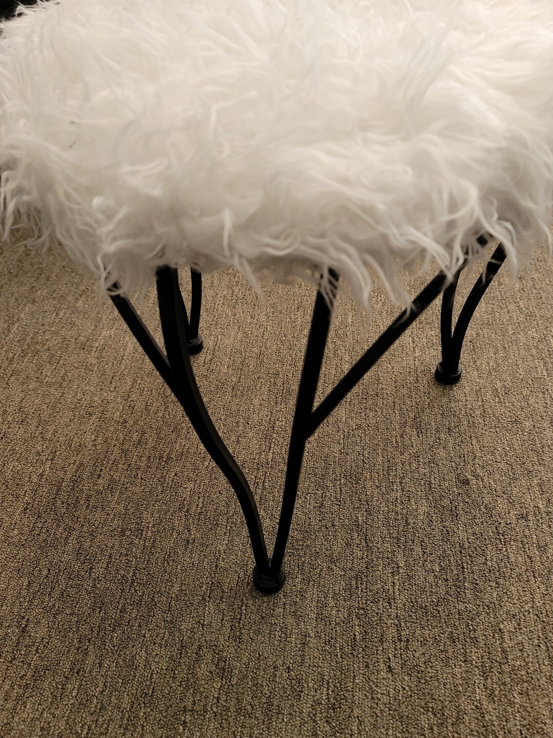 Fuzzy Metal Stool - Etsy