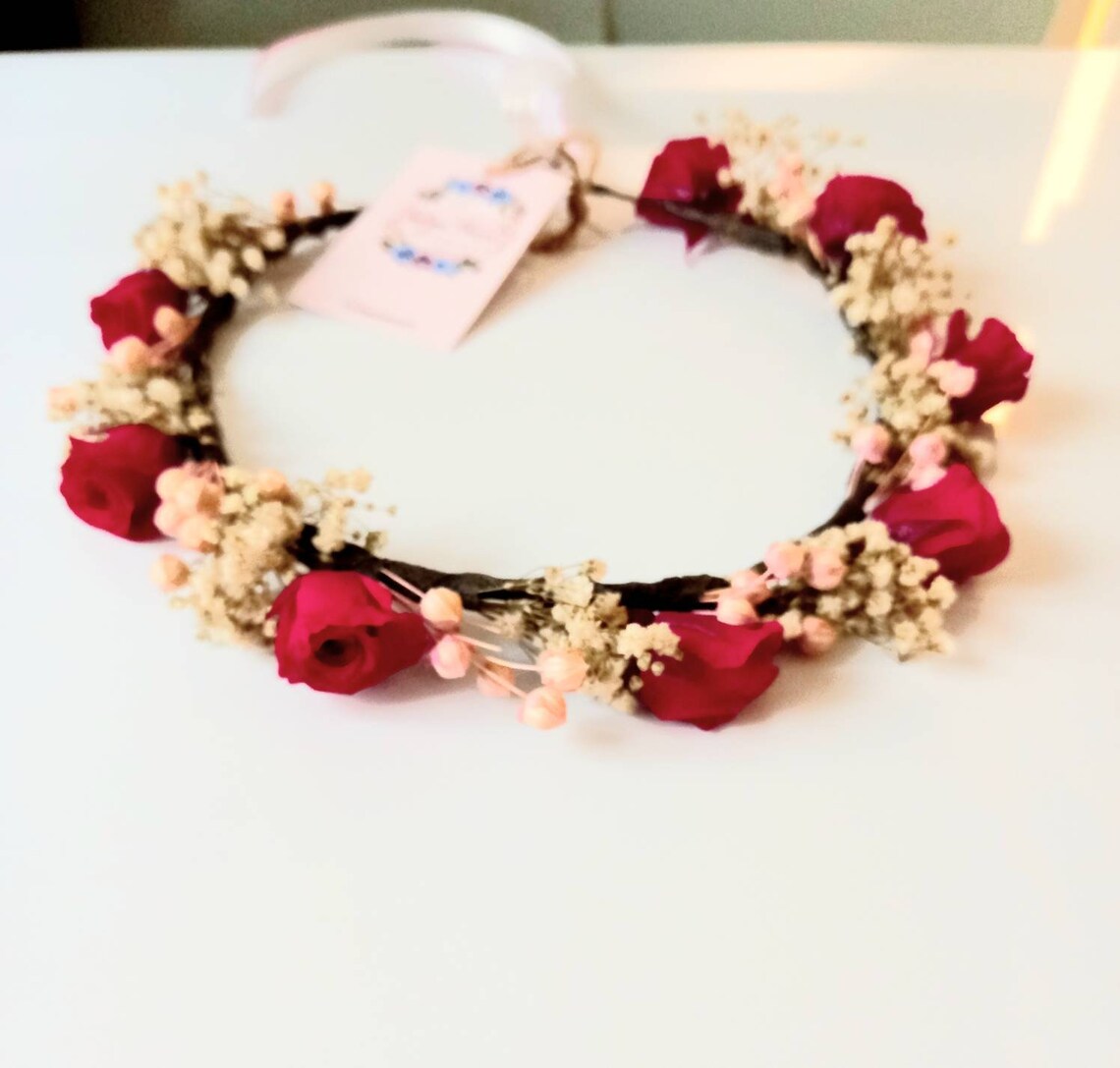 Real Red Rose Wreath, Baby's Breath Crown, Boutonniere Set, Red Rose ...
