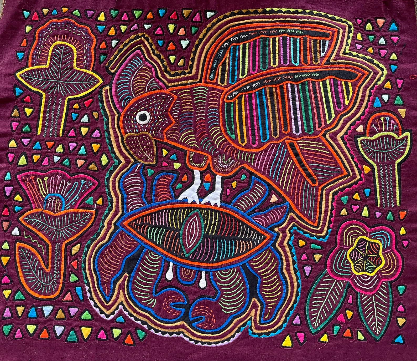 Colorful Bird Molas From Panama. Guna Yala Women Embroidery ...