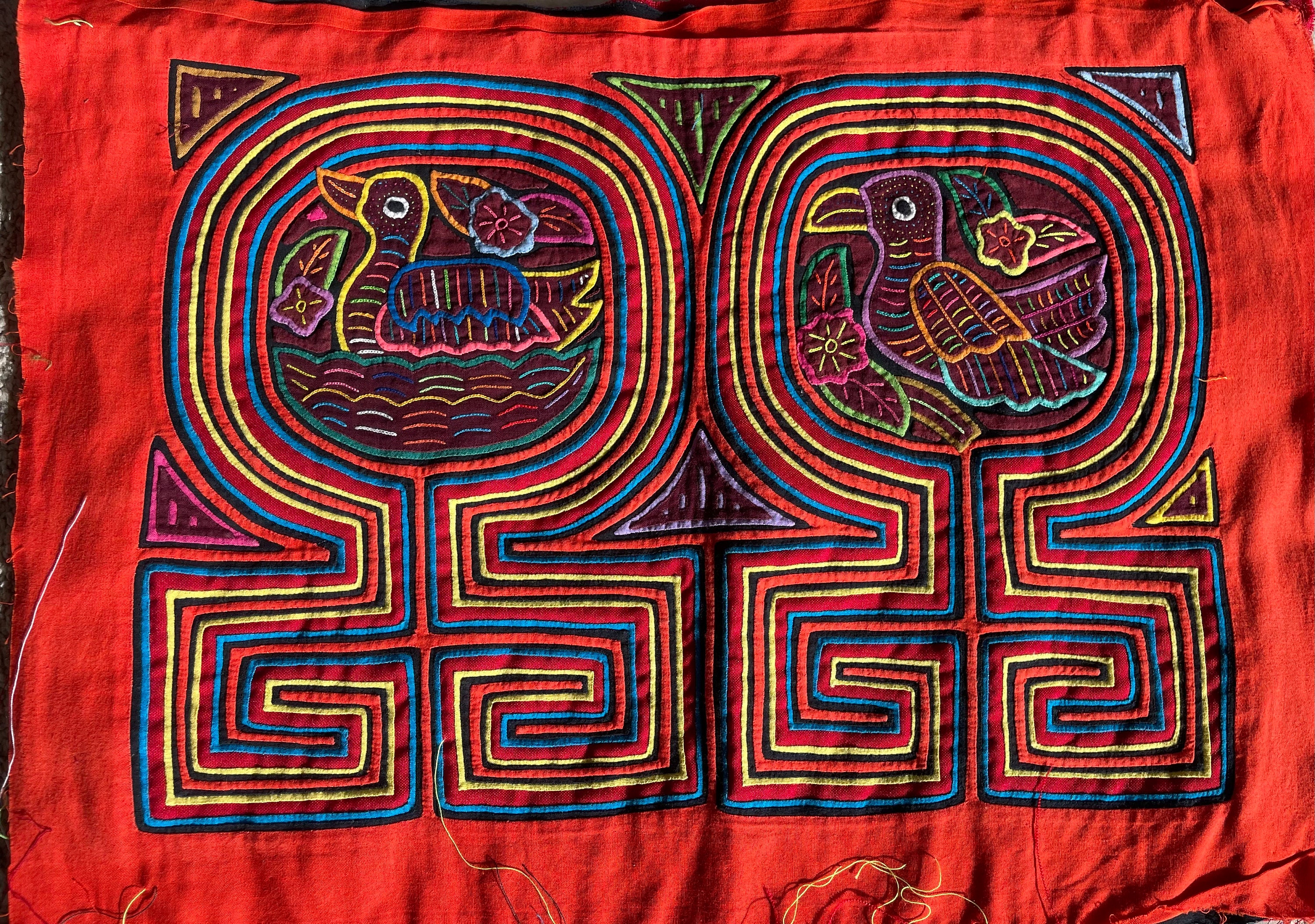Mola Panama 18.5”x13.5” Appliqué, Hand Stitched by Kuna Indian Women ...