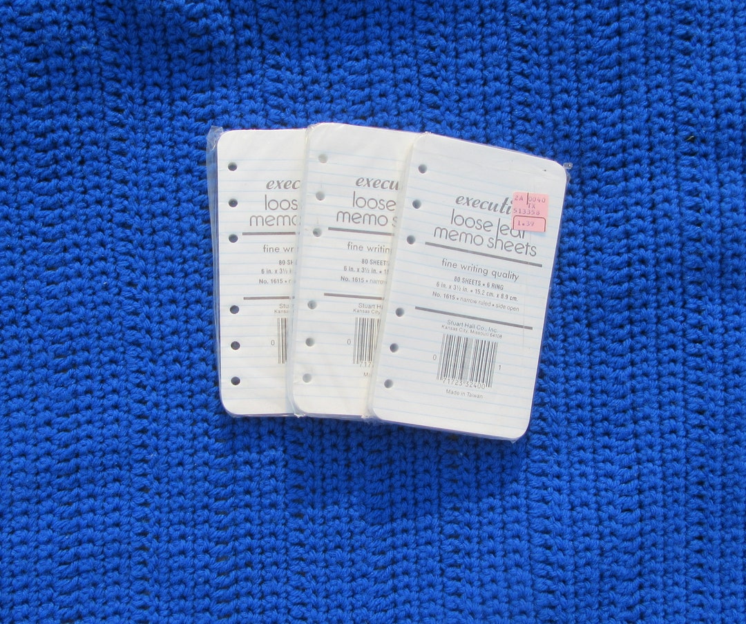Vintage 1989 Stuart Hall Executive Loose Leaf REFILL PAPER 6" X 3 1/2 ...
