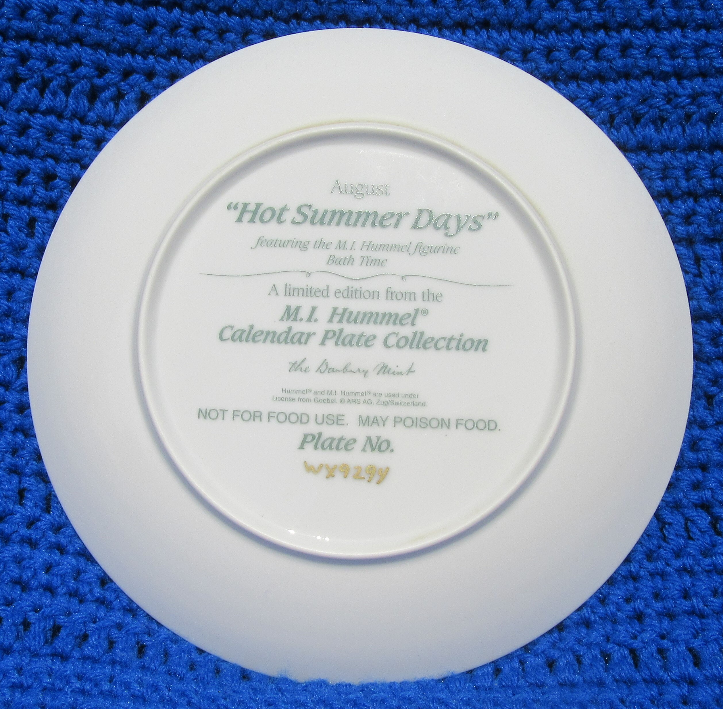 Vintage Hummel Calendar Plate Collection WX9294 hot Summer Days August ...