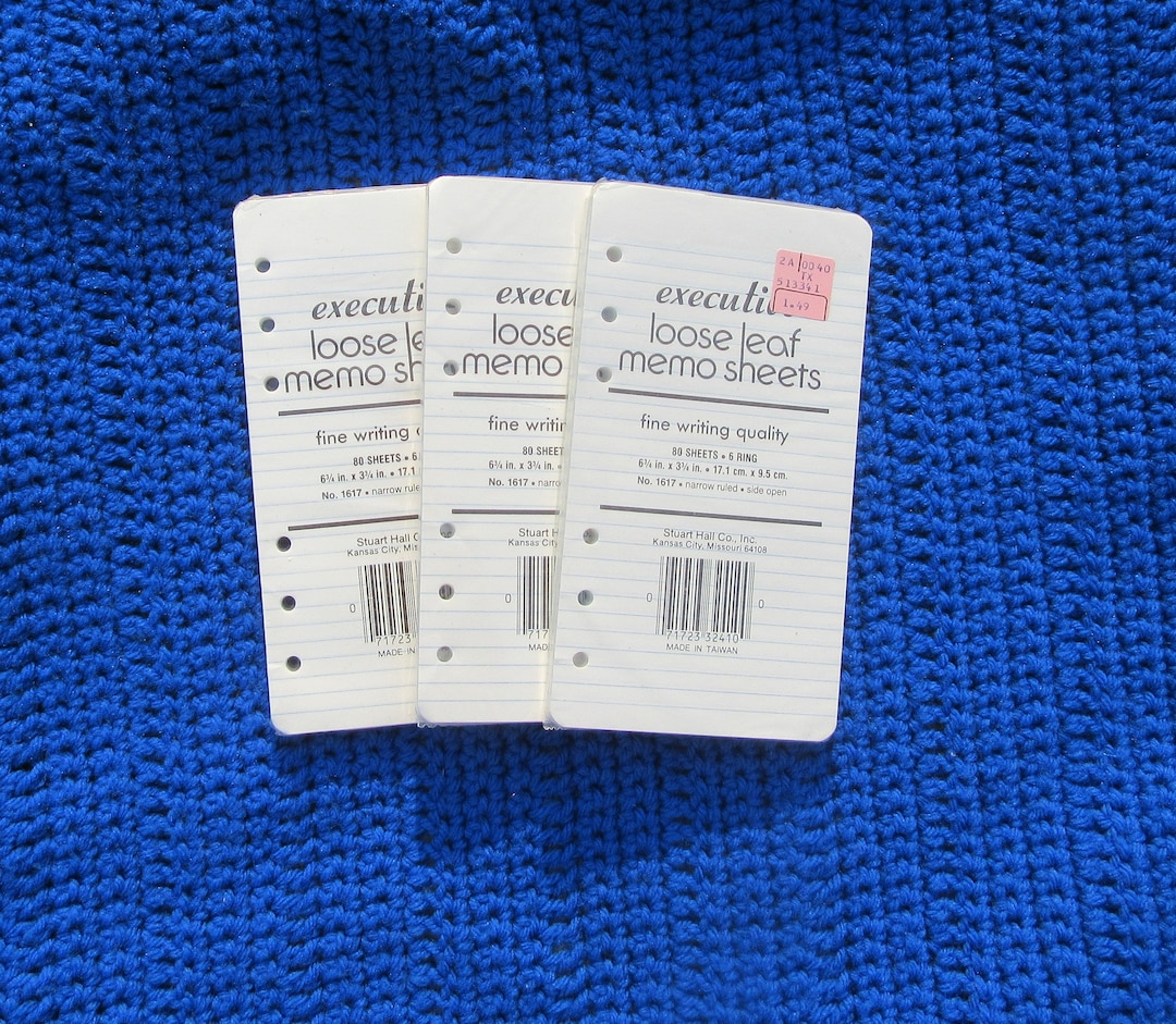 Vintage 1989 Stuart Hall Executive Loose Leaf REFILL PAPER 6 3/4" X 3 3 ...