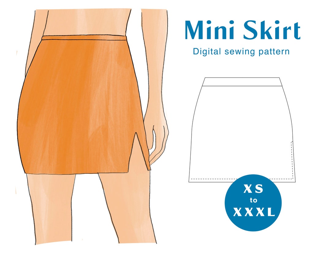 Mini Skirt Sewing Pattern - XS-XXXL - PDF Instant Download - Women's ...